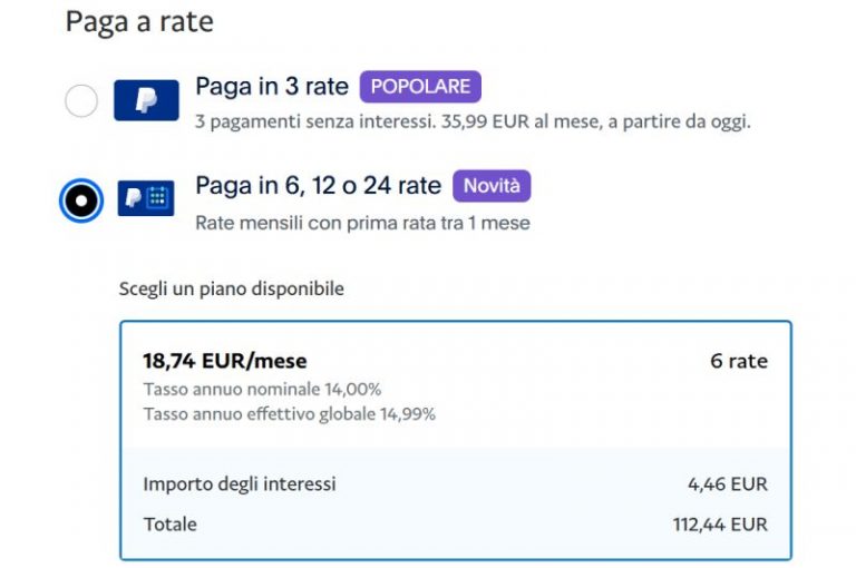 PayPal ora offre pagamenti rateali da 6 a 24 mesi con interessi ...
